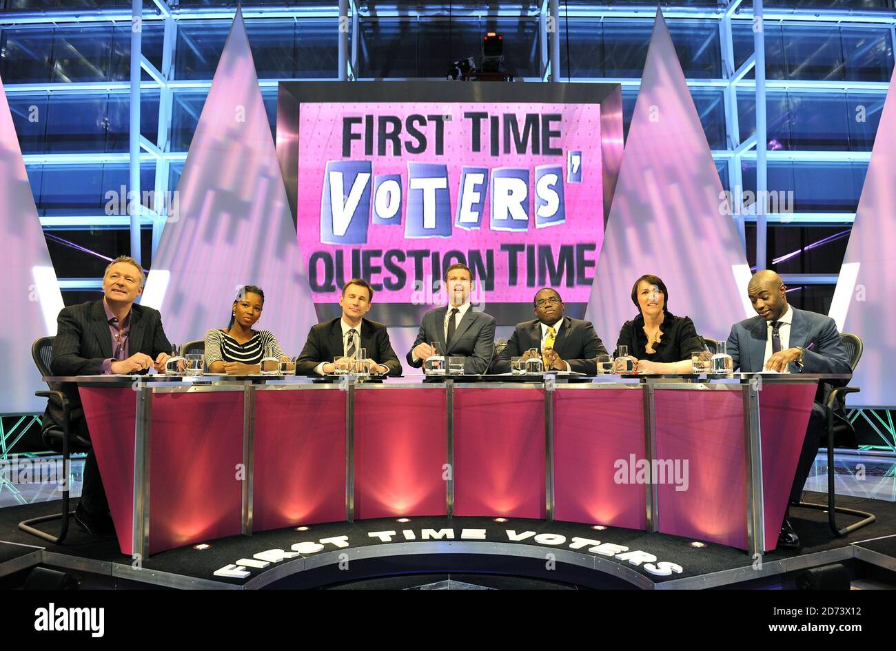 The panel (l-r Rory Bremner, Jamelia, Jeremy Hunt MP, Dermot O'Leary ...