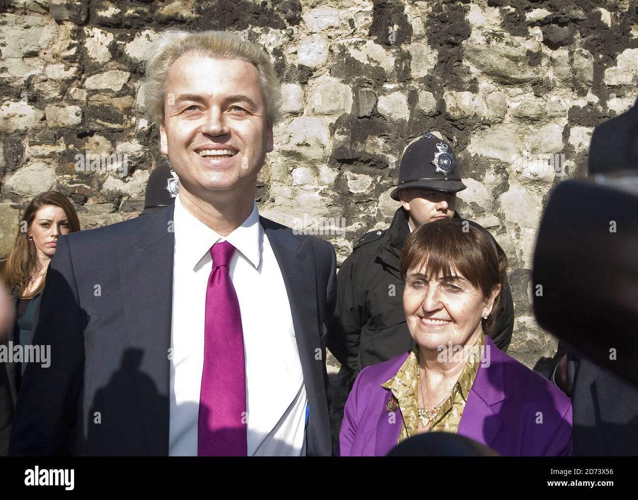 Dutch MP Geert Wilders arrives at One Abbey Gardens in Westminster with ...