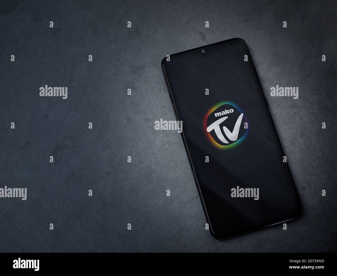 Lod, Israel - July 8, 2020: mako TV app launch screen with logo on the ...