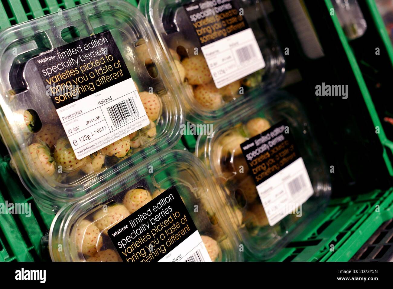 Pineberries, a cross between a strawberry and a pineapple, on display ...