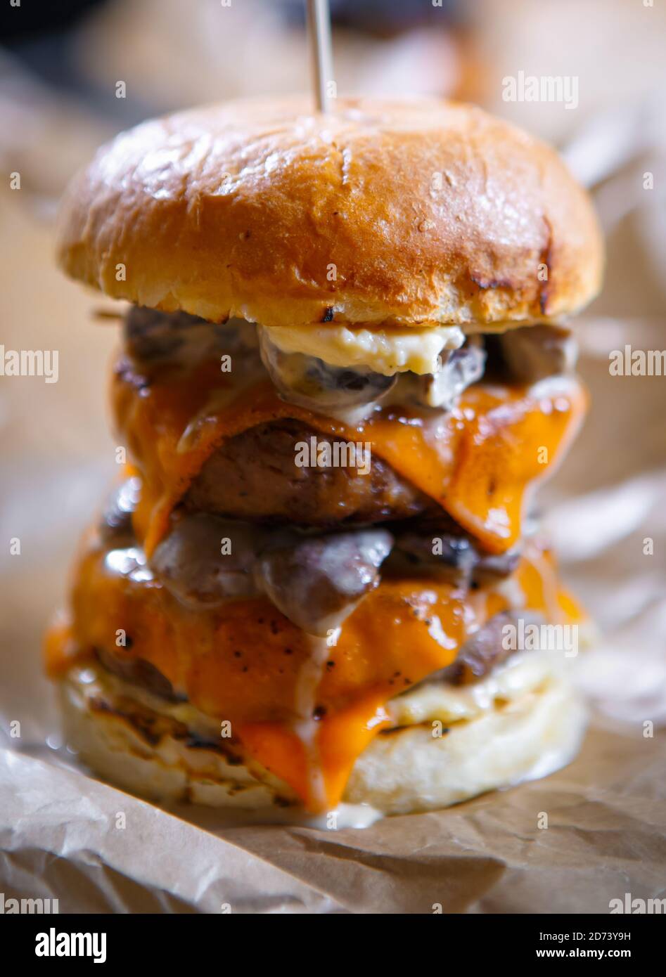 Delicious big fat double hamburger.American fast food restaurant menu ...