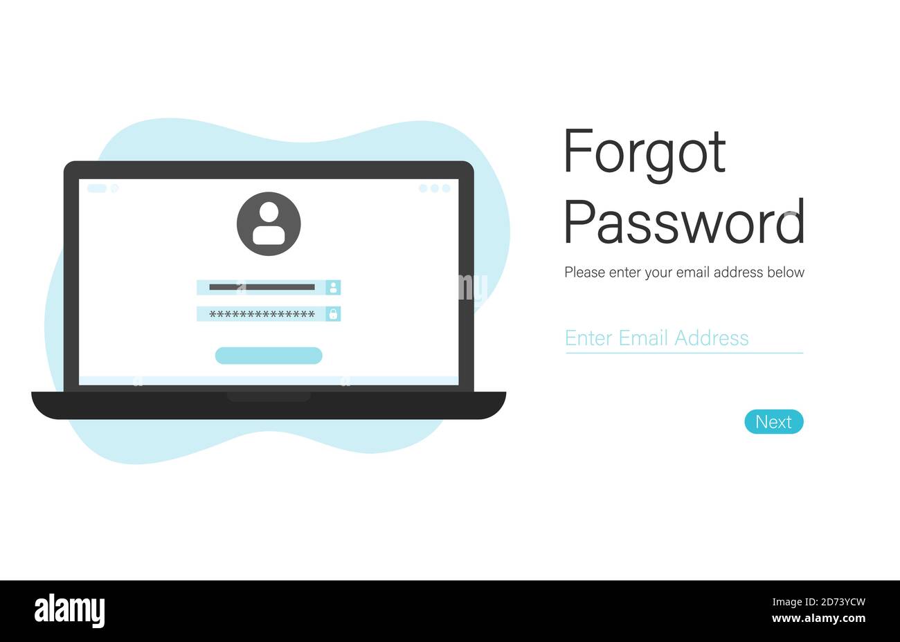 Forgotten password, restore. Illustration for target page, web, poster ...