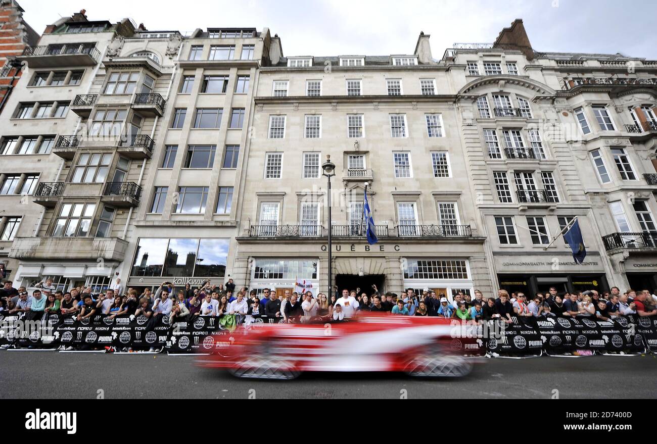 Cars cross the start line of the Gumball 3000 Rally, which saw over 100 ...