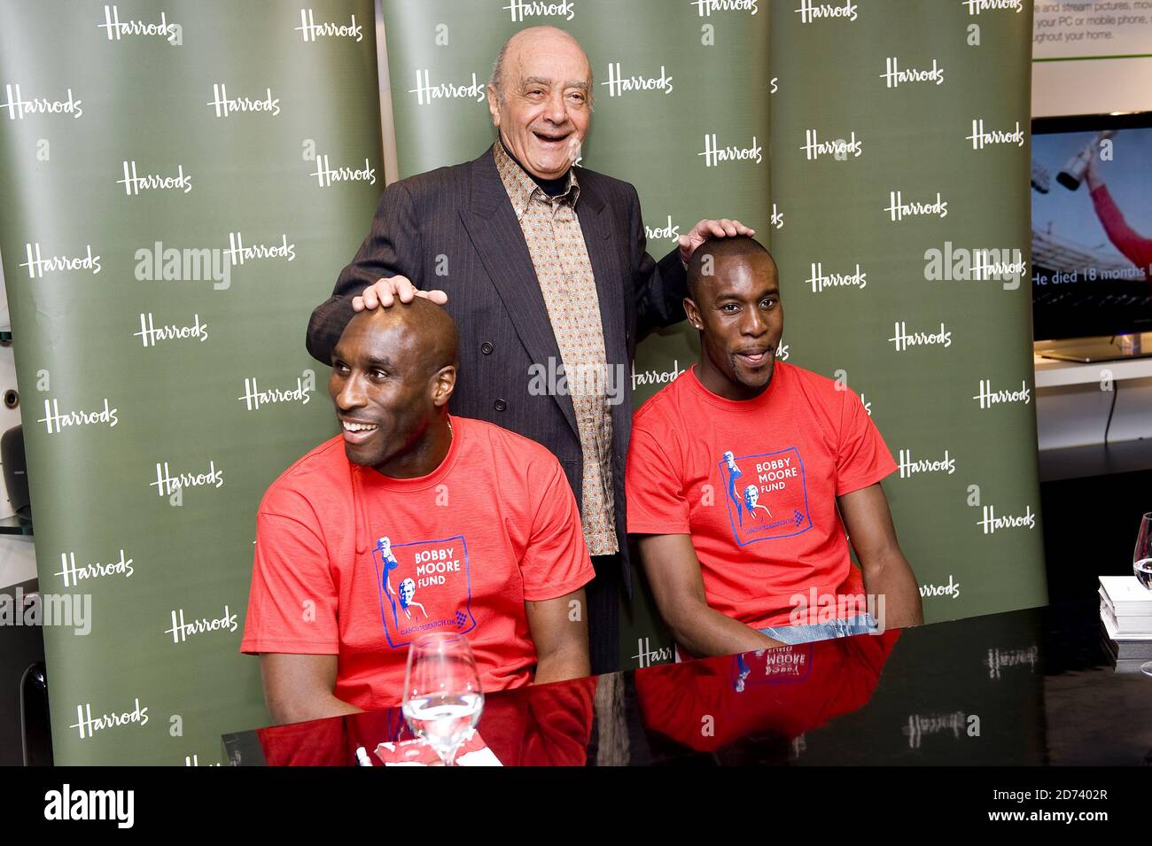 Mohammed Al Fayed and Footballers Sol Campbell (l) and Carlton Cole ...
