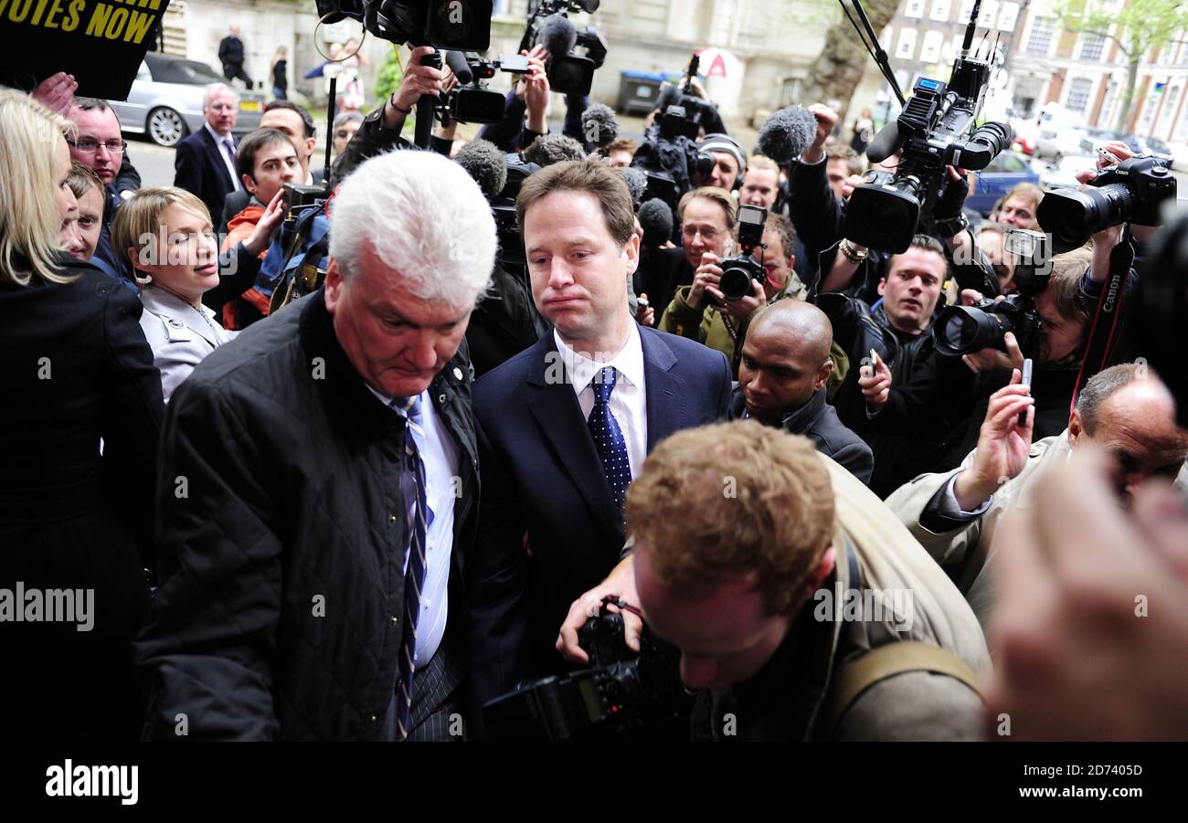 Nick Clegg arrives at the LCG Building in Westminster, London, for a ...