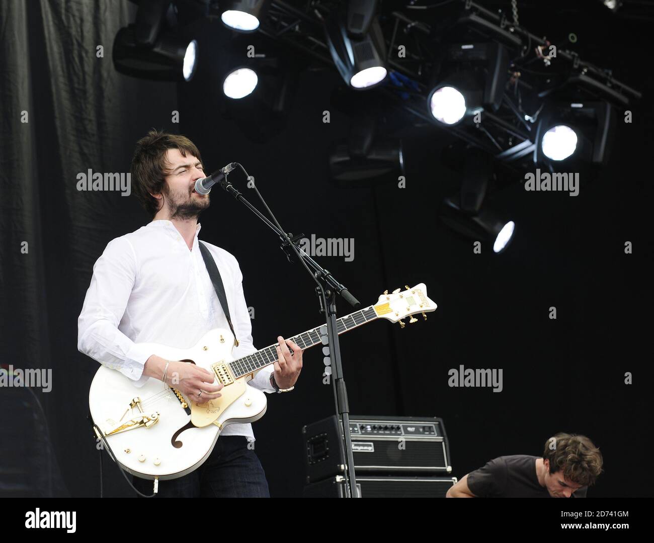 Liam Fray of the Courteeners performs at the Isle of Wight festival, in ...