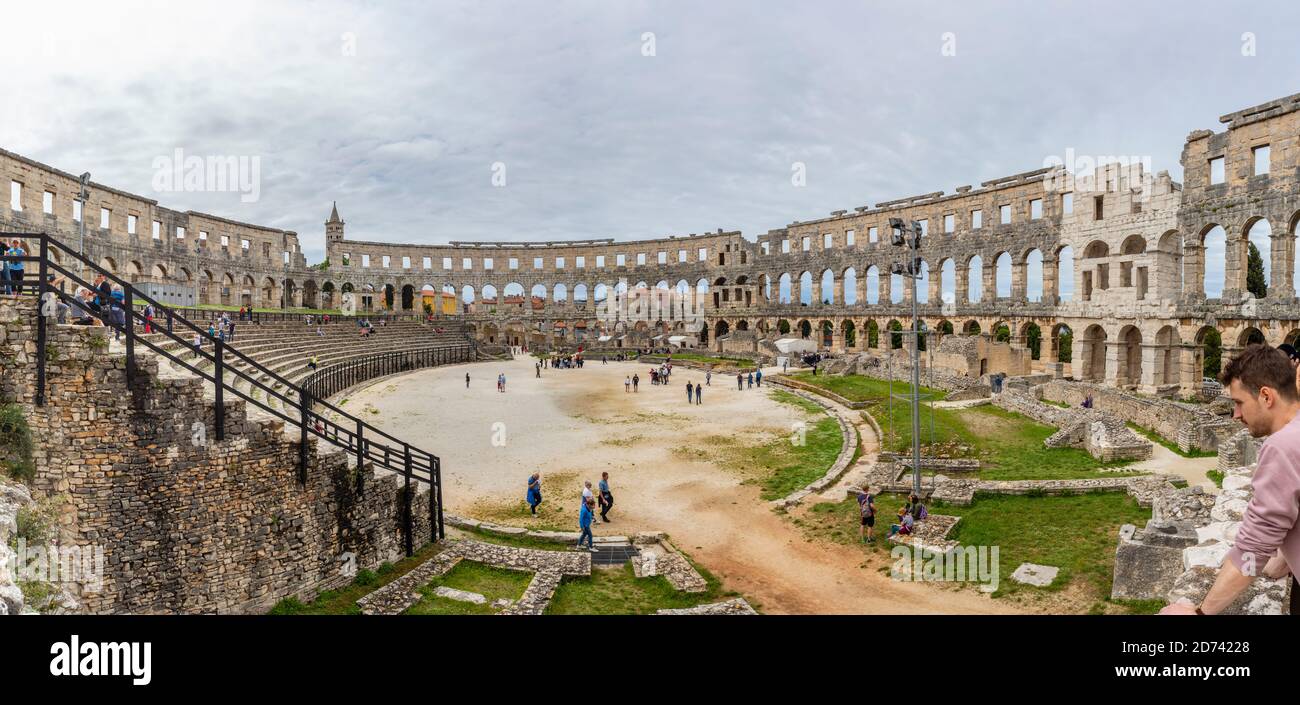 View of the well-preserved walls of the interior of the iconic ancient ...
