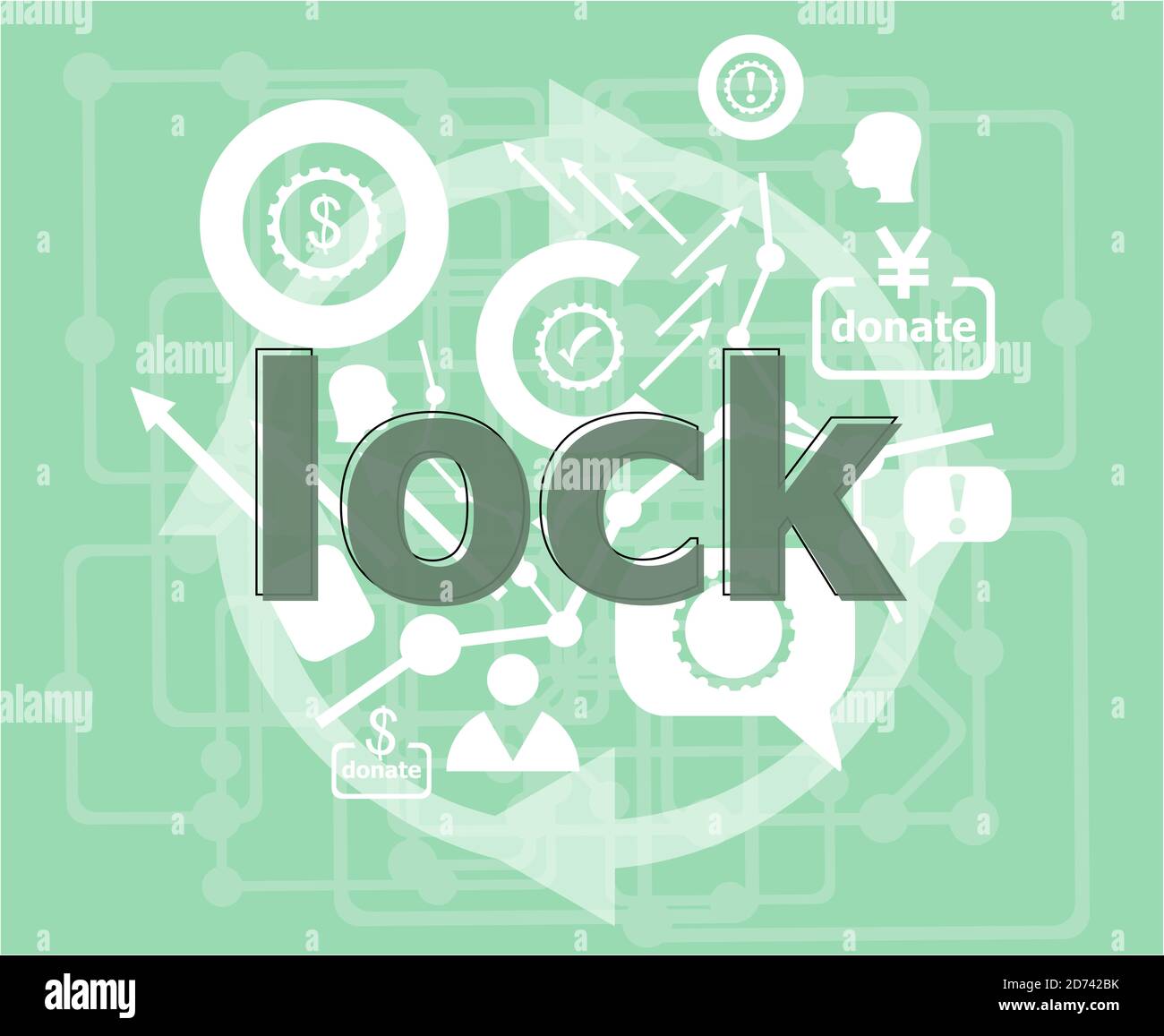 Text Lock. Security concept . Infographic template. Flat design web ...