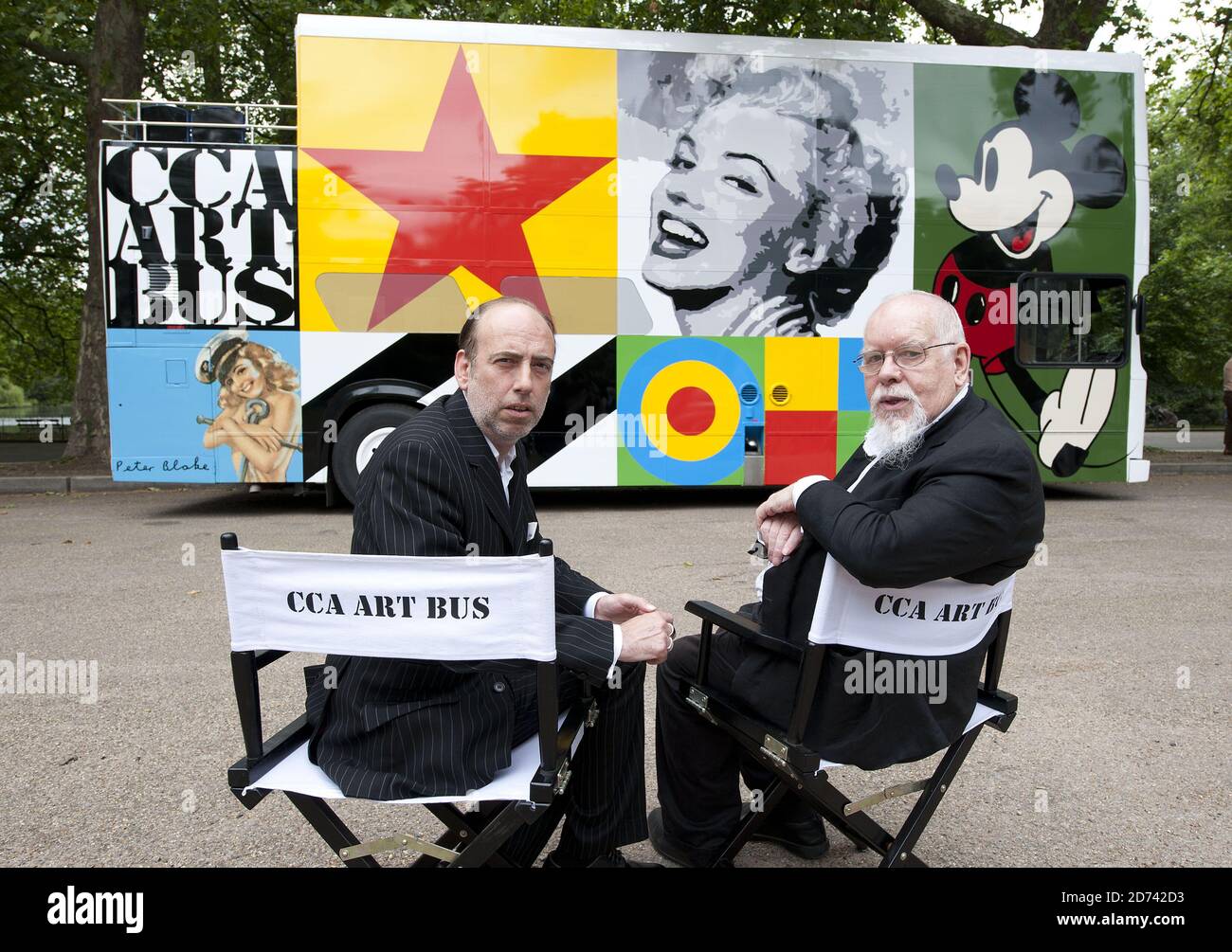 Mick Jones (l) and Peter Blake pictured with the CCA Art Bus, in ...