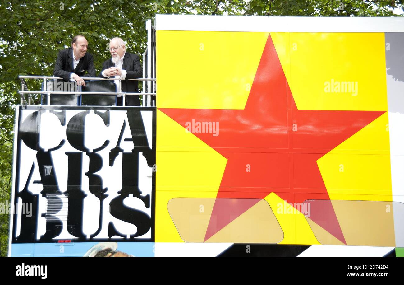 Mick Jones (l) and Peter Blake pictured with the CCA Art Bus, in ...