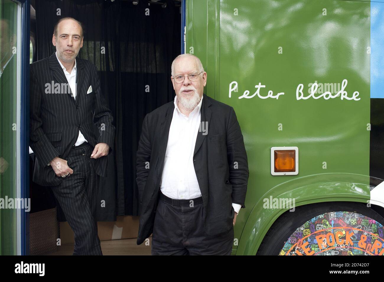 Mick Jones (l) and Peter Blake pictured with the CCA Art Bus, in ...