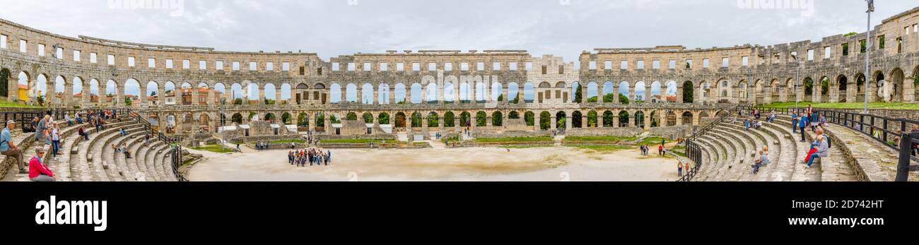 View of the well-preserved walls of the interior of the iconic ancient ...