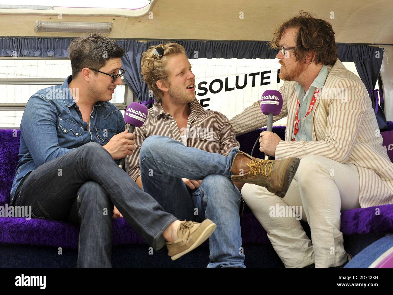 Mumford and Sons pictured with DJ Geoff Lloyd in the Absolute Radio ...