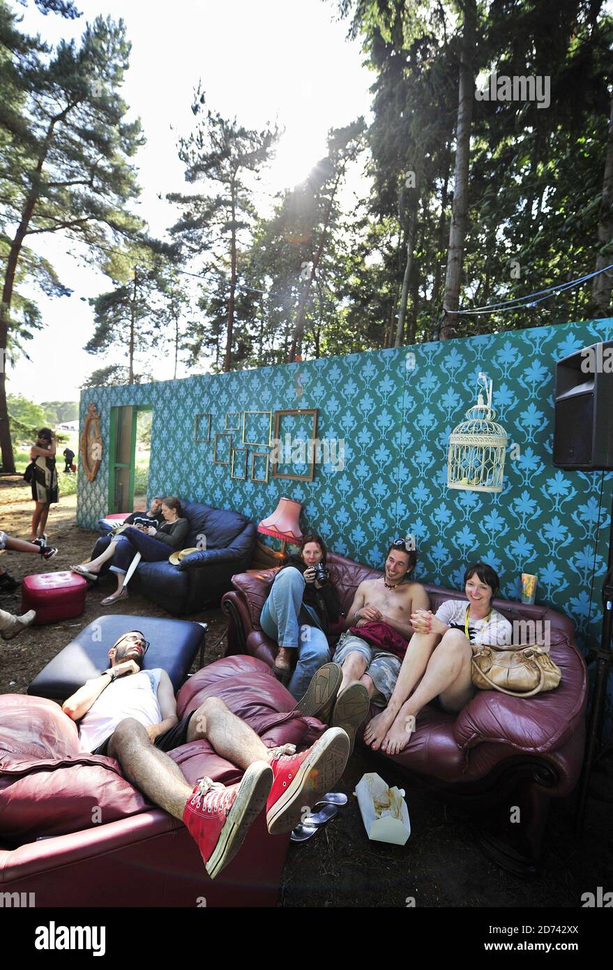 Festival goers on the third day of the Latitude festival in Southwold ...