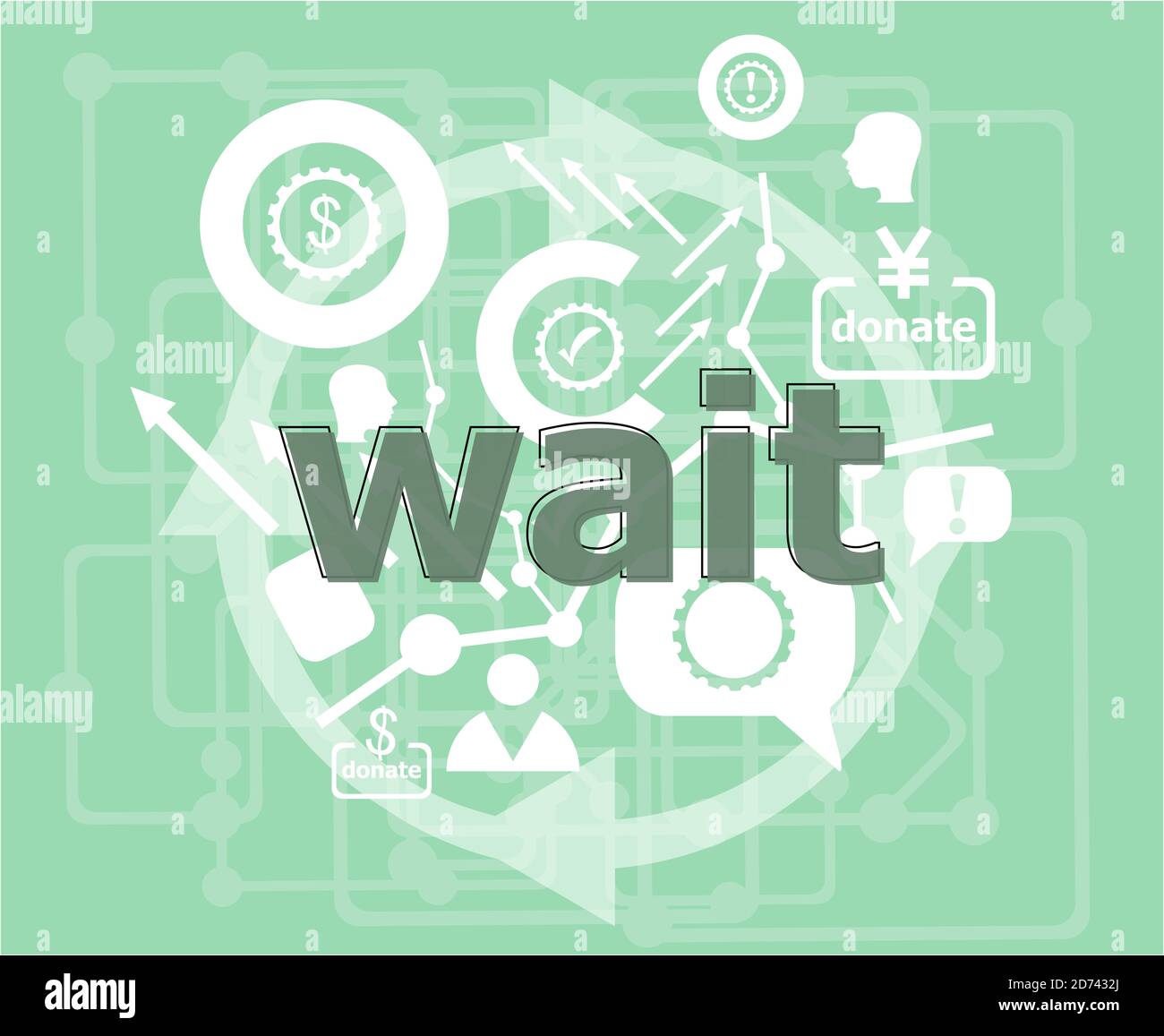 Text Wait. Social concept . Infographics collection icons of web ...