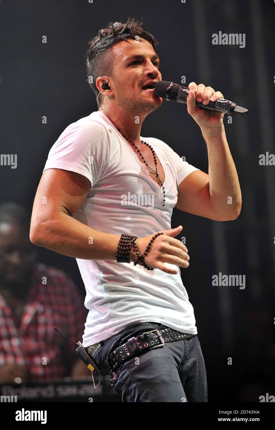 Peter Andre performing on the Nissan Juke Arena stage during the Virgin ...