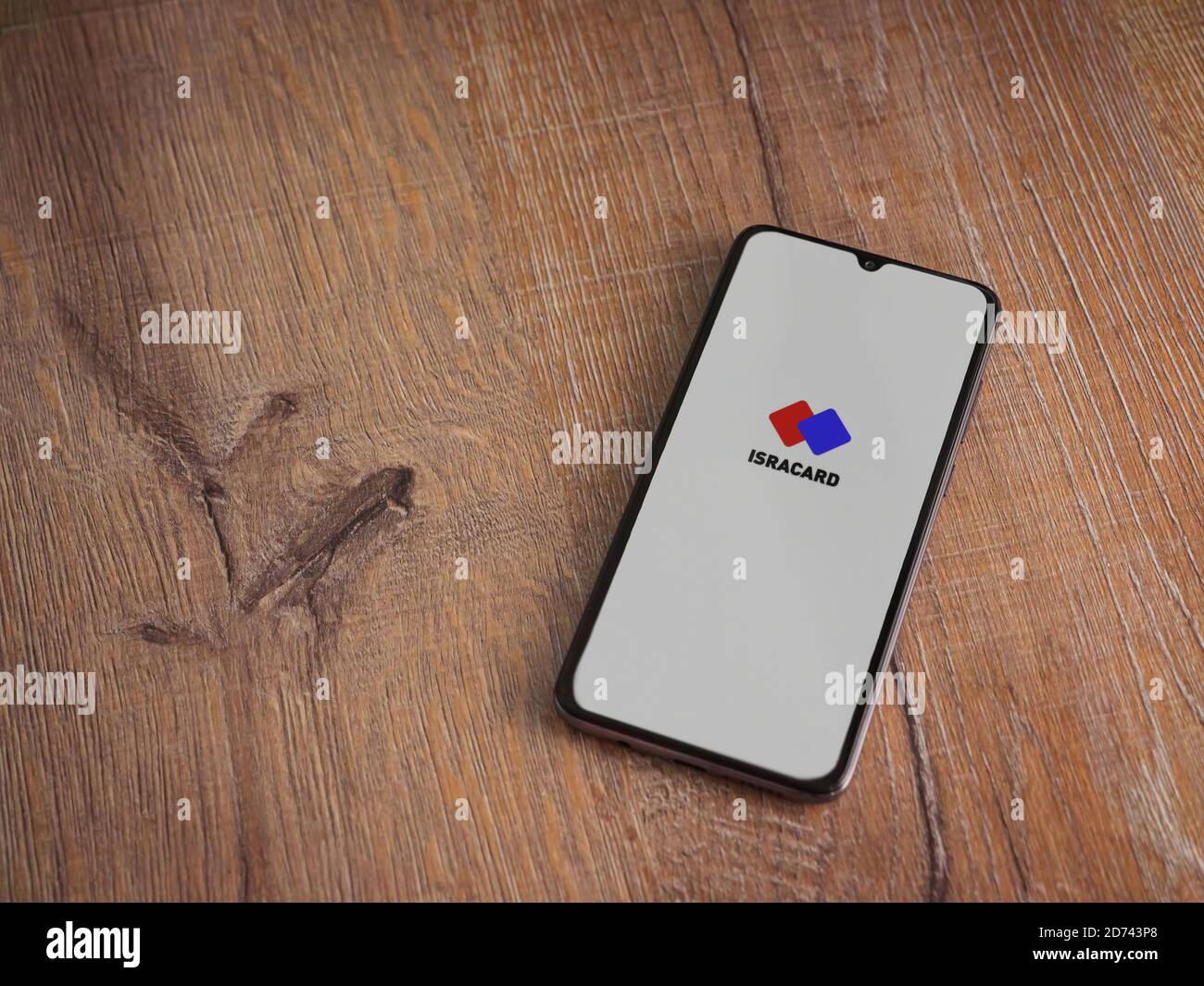 Lod, Israel - July 8, 2020: Isracard app launch screen with logo on the ...