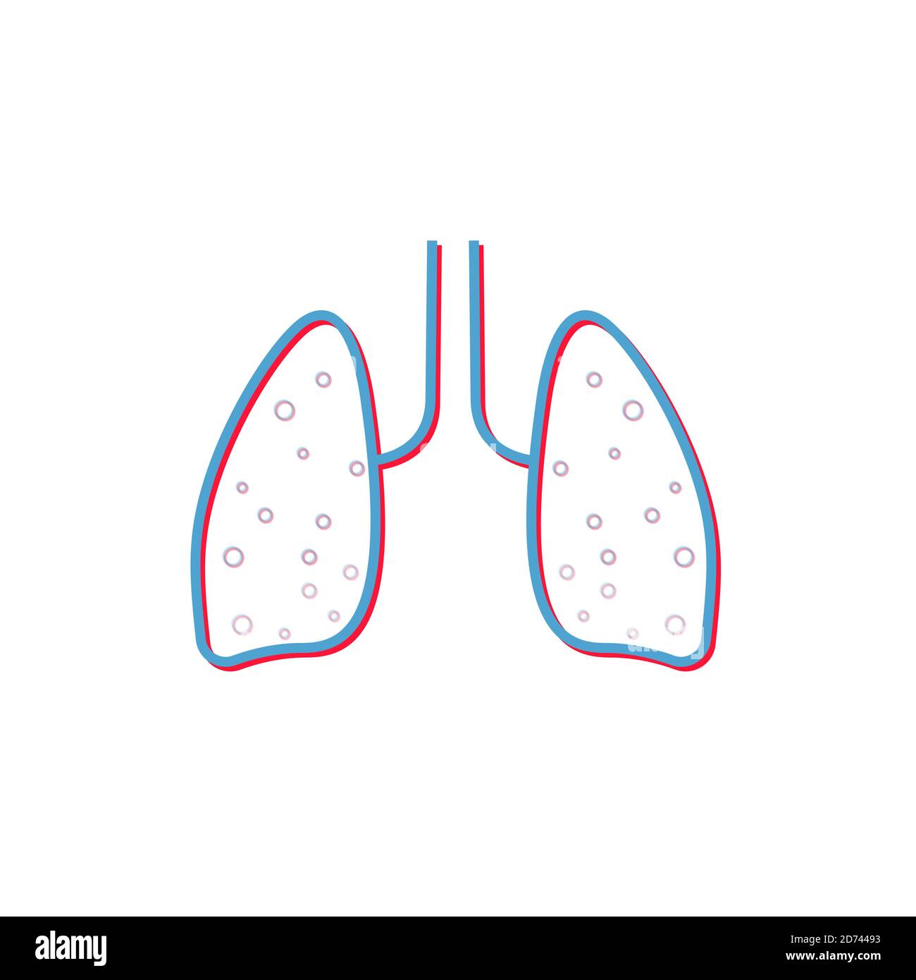 Lung flat line icon. Vector thin pictogram of human internal organ ...