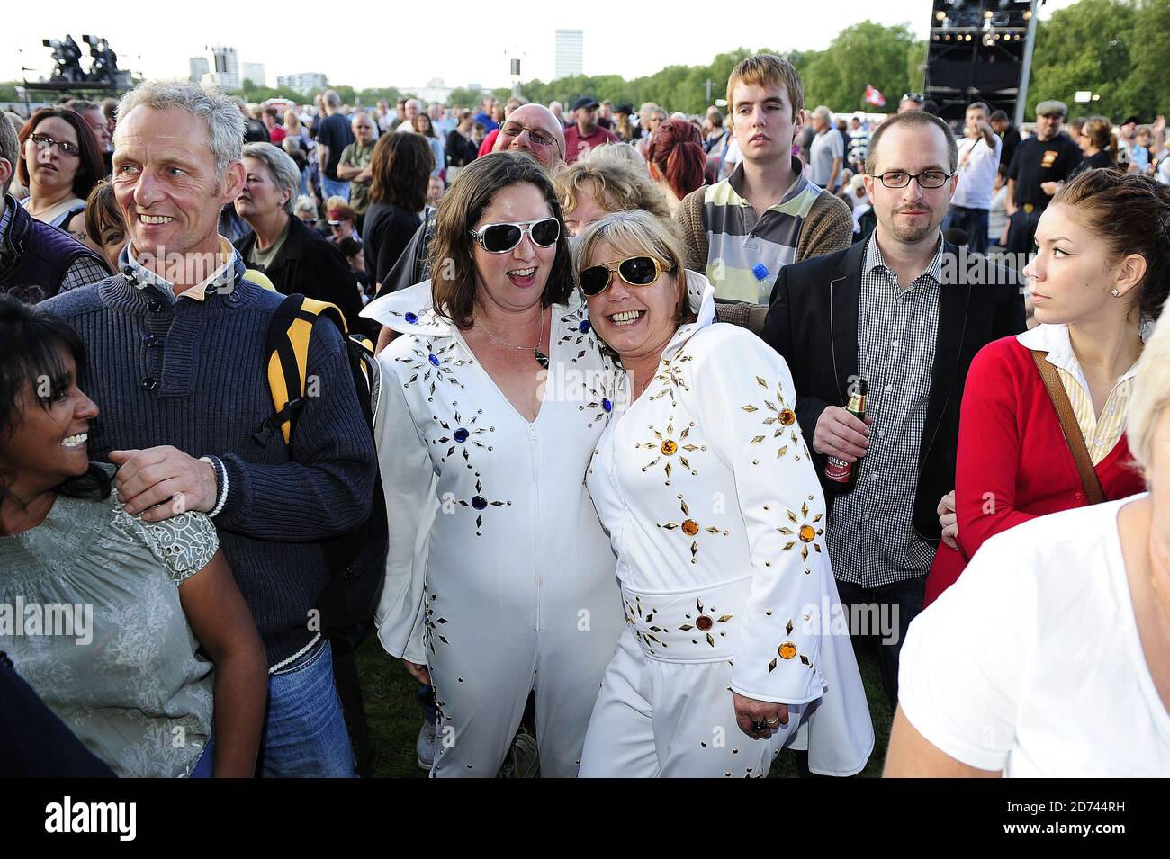 Elvis fans attending the BBC Radio 2 Elvis Forever concert in Hyde Park ...