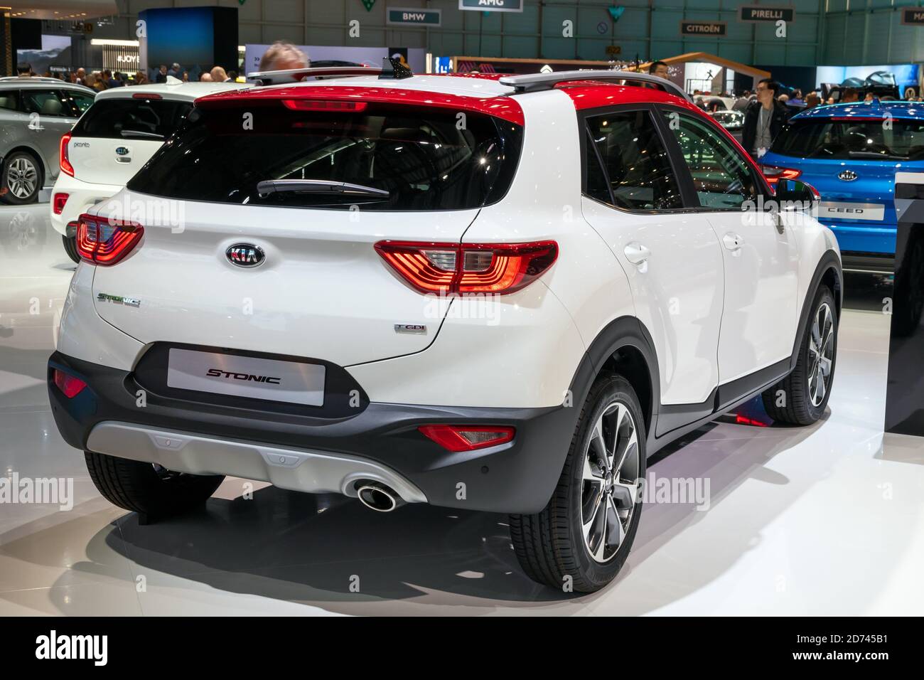 Kia Stonic car at the 89th Geneva International Motor Show. Geneva ...