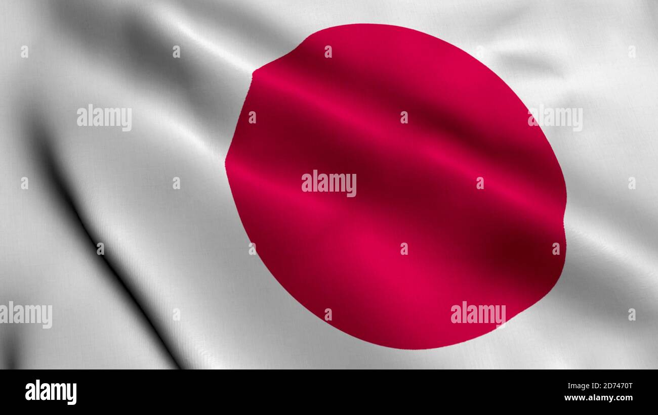 Japan Satin Flag. Waving Fabric Texture of the Flag of Japan, Real ...