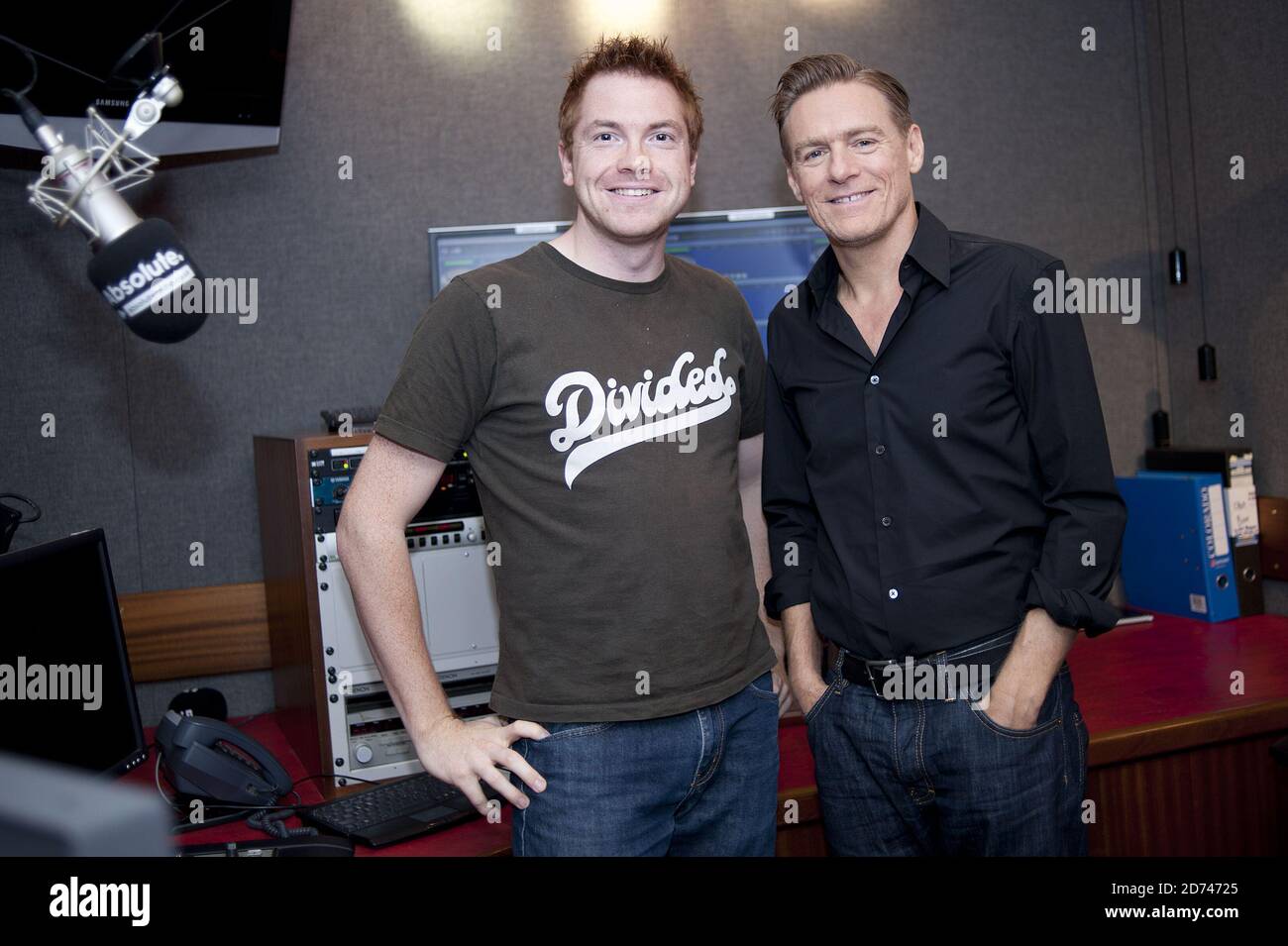 Bryan Adams and DJ Martyn Lee pictured after an interview on Absolute ...