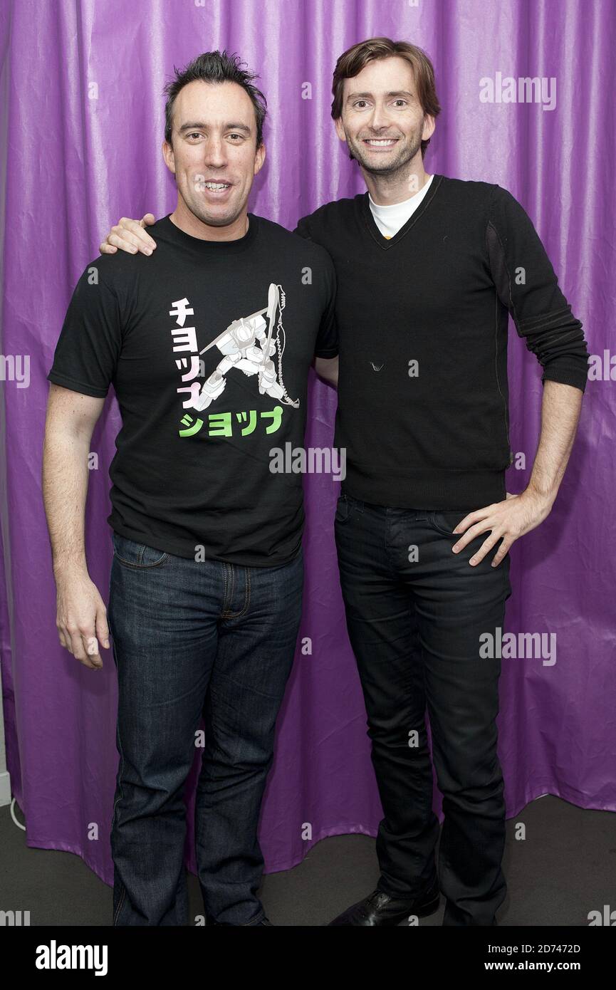Christian O'Connell and David Tennant pictured during the recording of ...