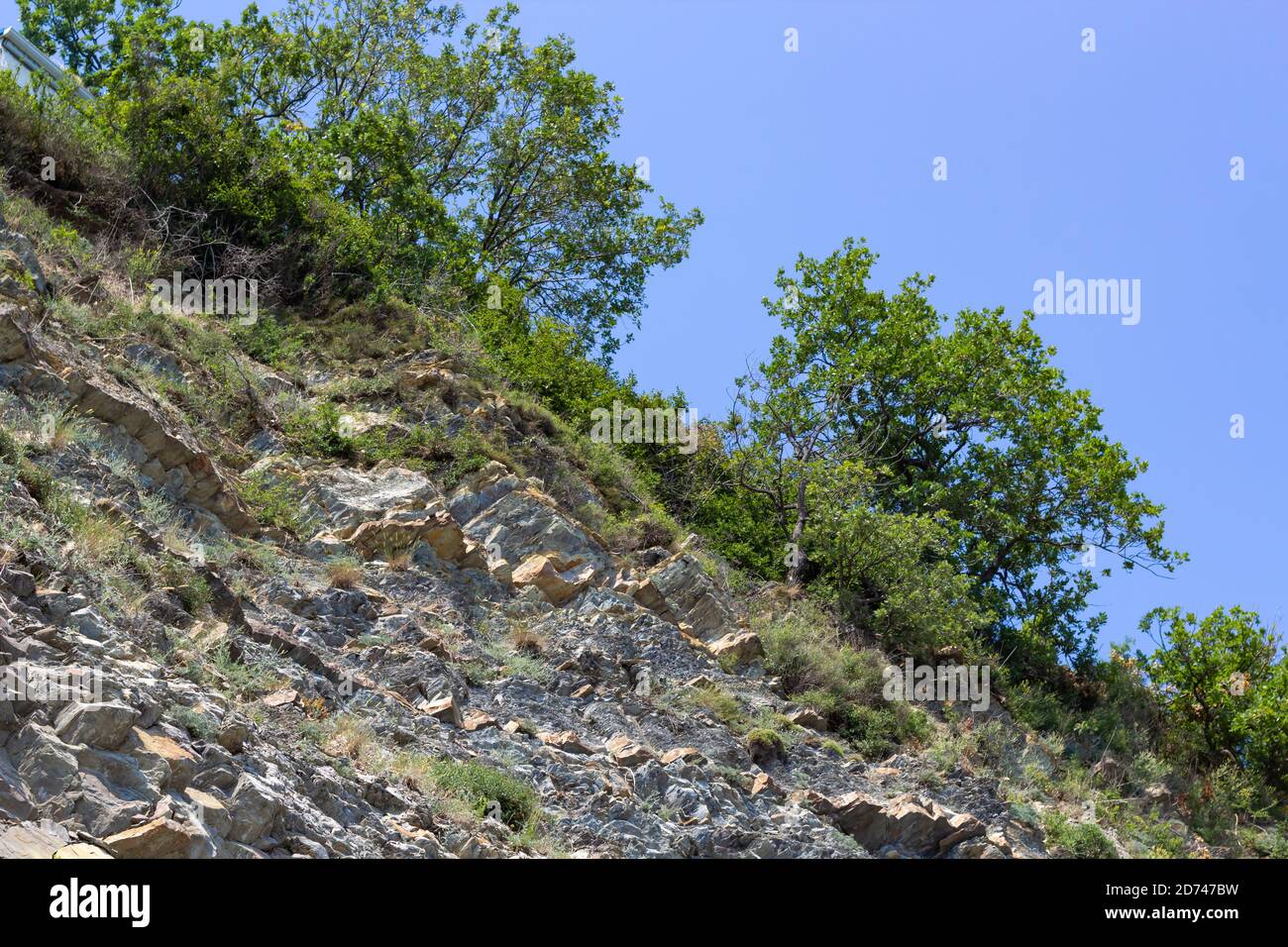 rock with trees on top Stock Photo - Alamy