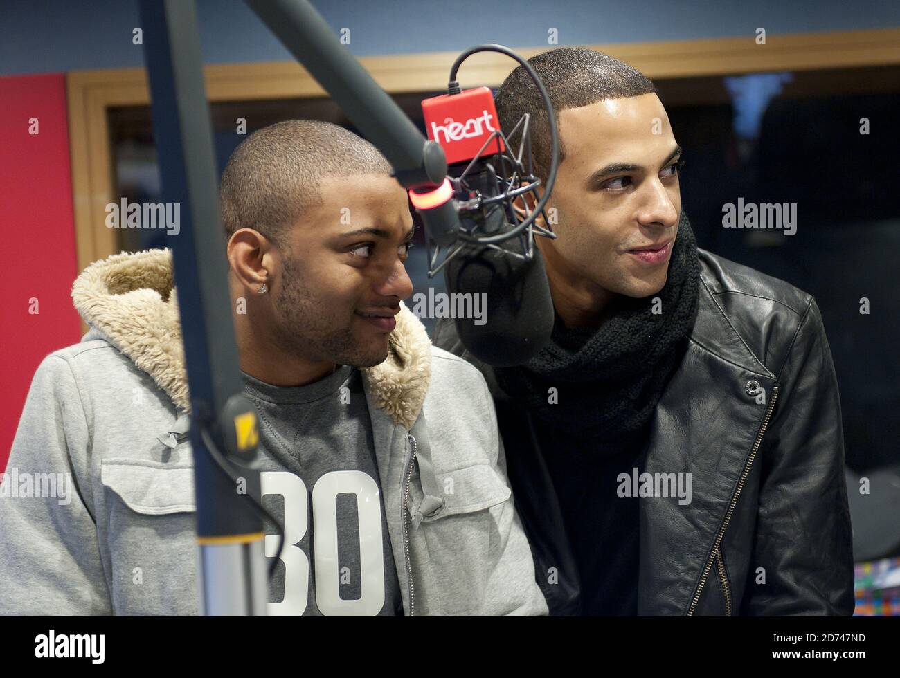 Jonathan 'JB' Gill and Marvin Humes of JLS pictured during an interview with Emma Bunton and ...