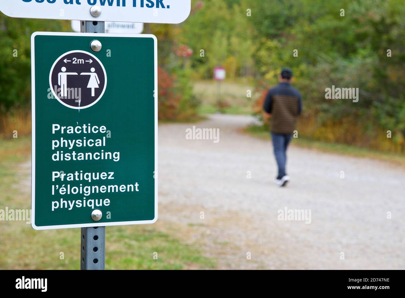 Sign on the public park during quarantine to avoid physical contact ...