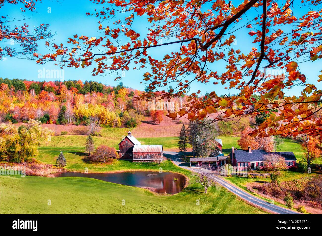 Idyllic New England rural farm and landscape with colorful autumn ...