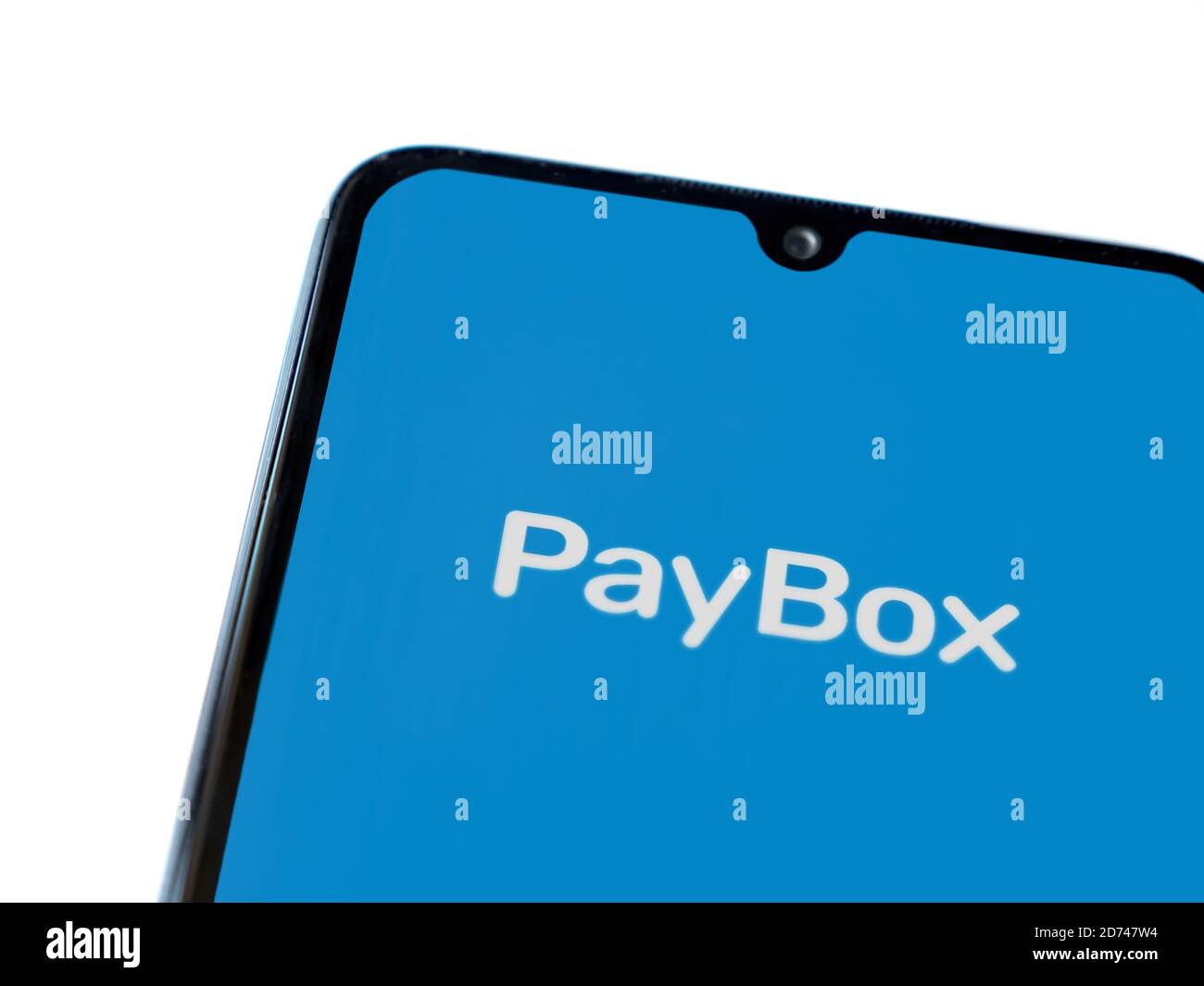 Lod, Israel - July 8, 2020: PayBox app launch screen with logo on the ...