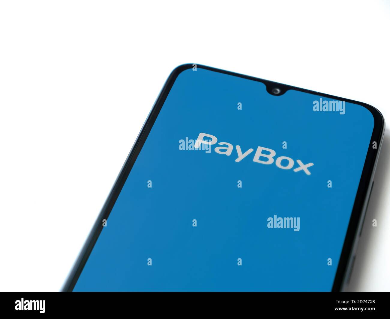 Lod, Israel - July 8, 2020: PayBox app launch screen with logo on the ...