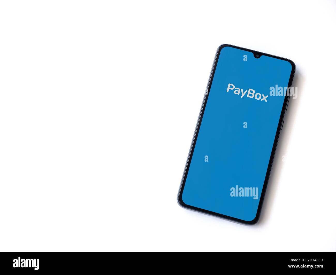 Lod, Israel - July 8, 2020: PayBox app launch screen with logo on the ...