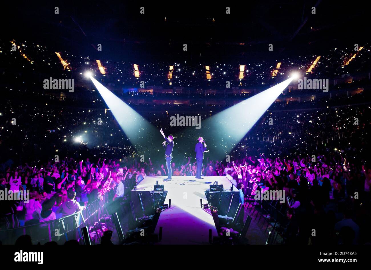 Capital FM presenters Johnny Vaughan (r) and Rich Clarke on stage at ...