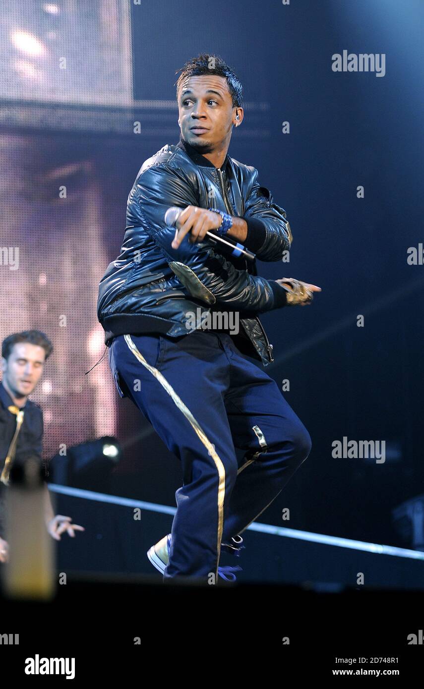 Aston Merrygold of JLS performs live at Wembley Arena in north London ...