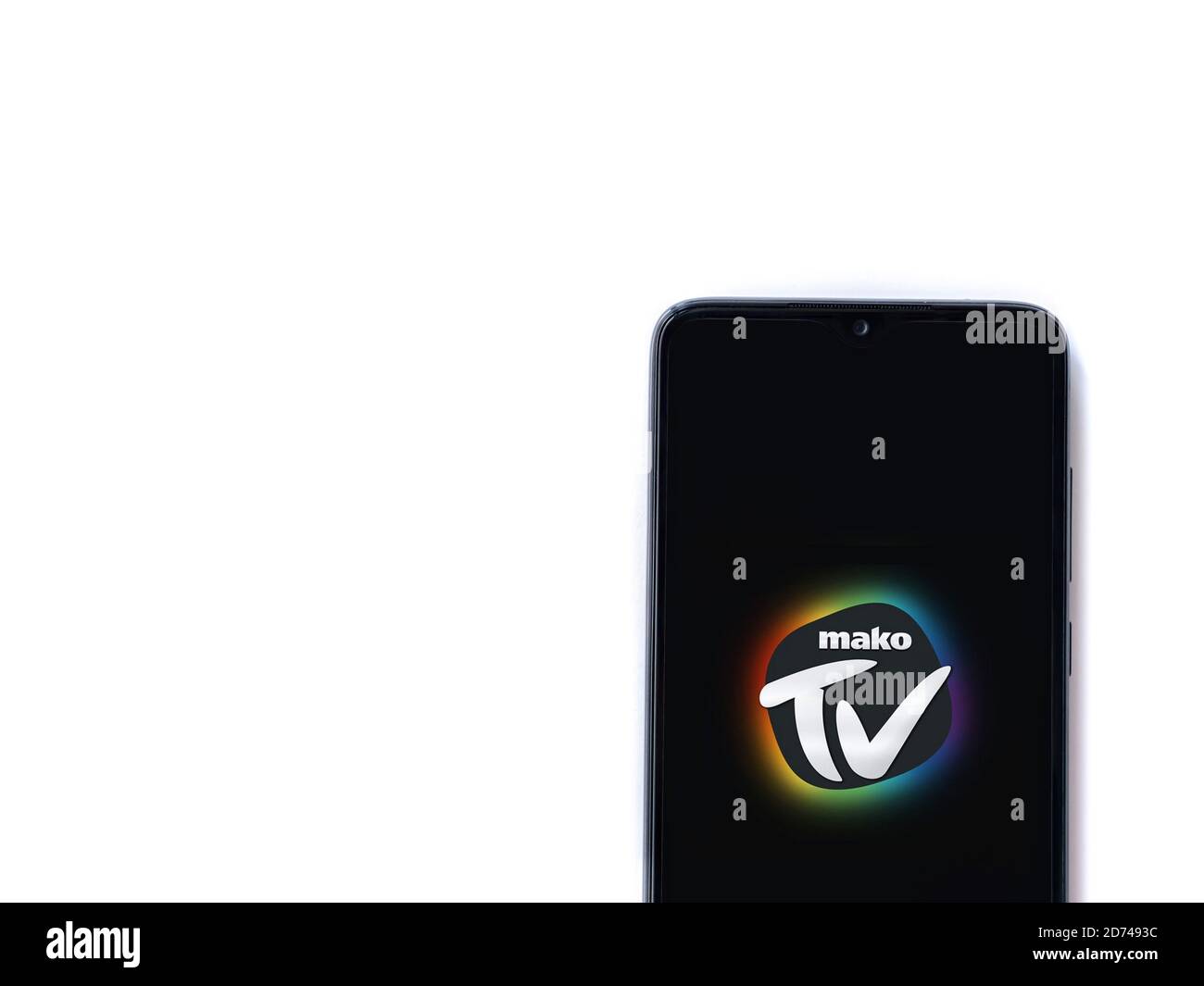 Lod, Israel - July 8, 2020: mako TV app launch screen with logo on the ...