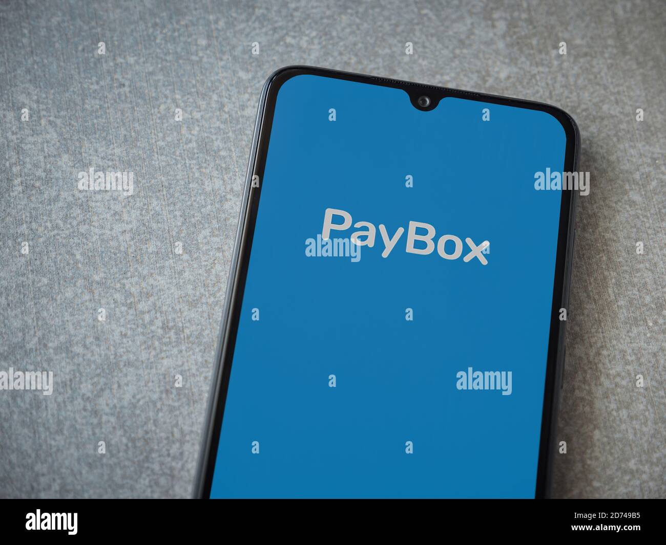 Lod, Israel - July 8, 2020: PayBox app launch screen with logo on the ...