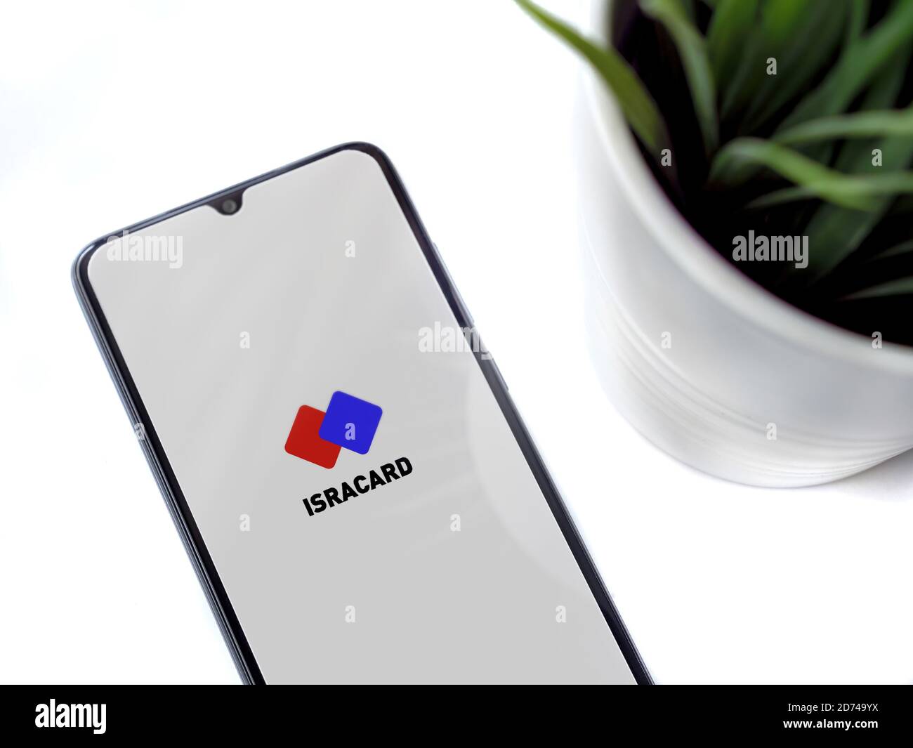 Lod, Israel - July 8, 2020: Isracard app launch screen with logo on a ...