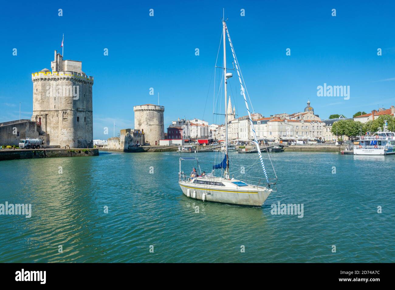 La Rochelle harbour, France 17th July 2017 - Sailboat arriving in Old ...