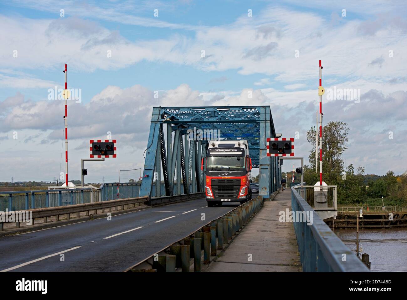 Boothferry swing bridge, carrying the A614 road across the River Ouse ...