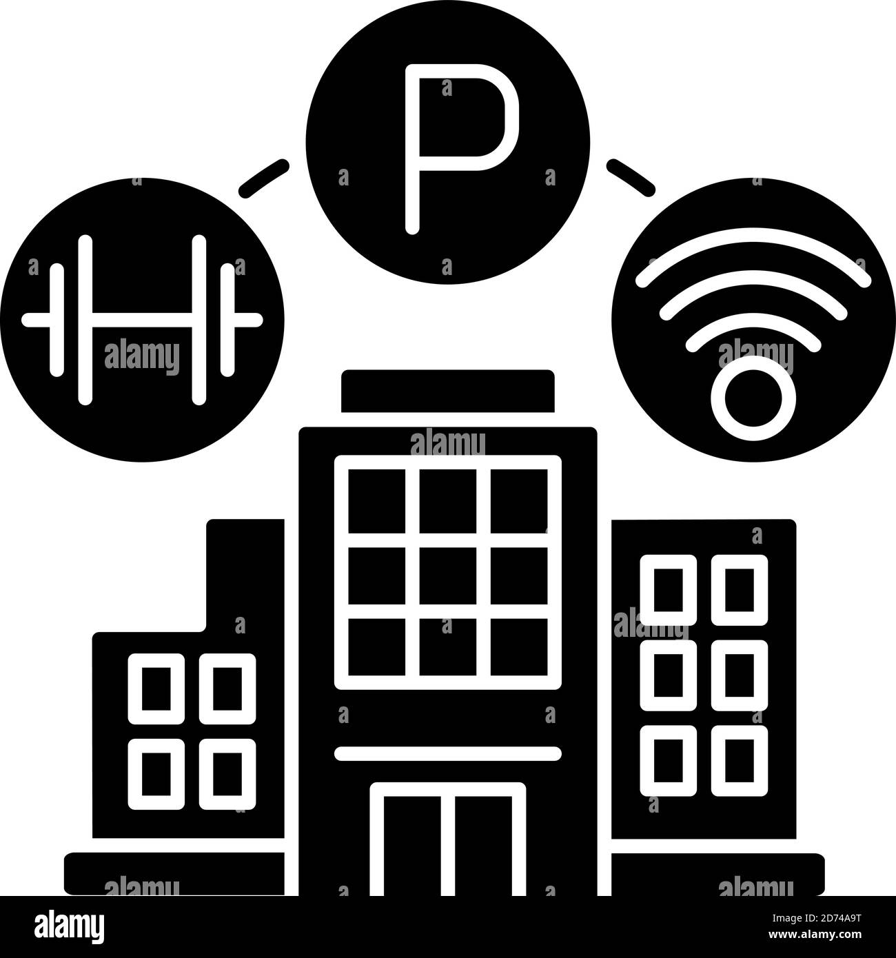 Building amenities black glyph icon Stock Vector Image & Art - Alamy