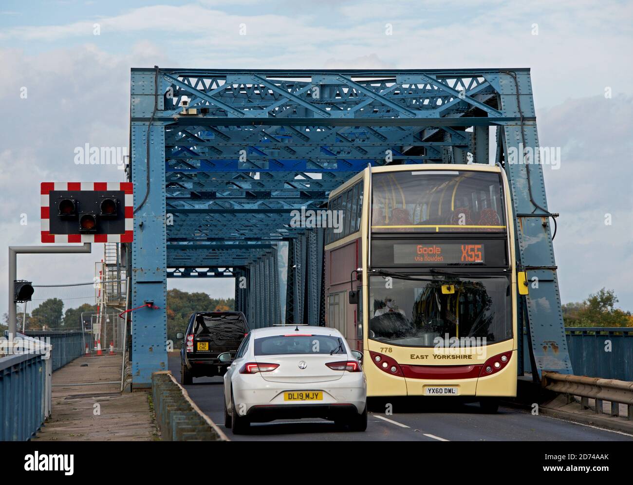 Boothferry swing bridge, carrying the A614 road across the River Ouse ...