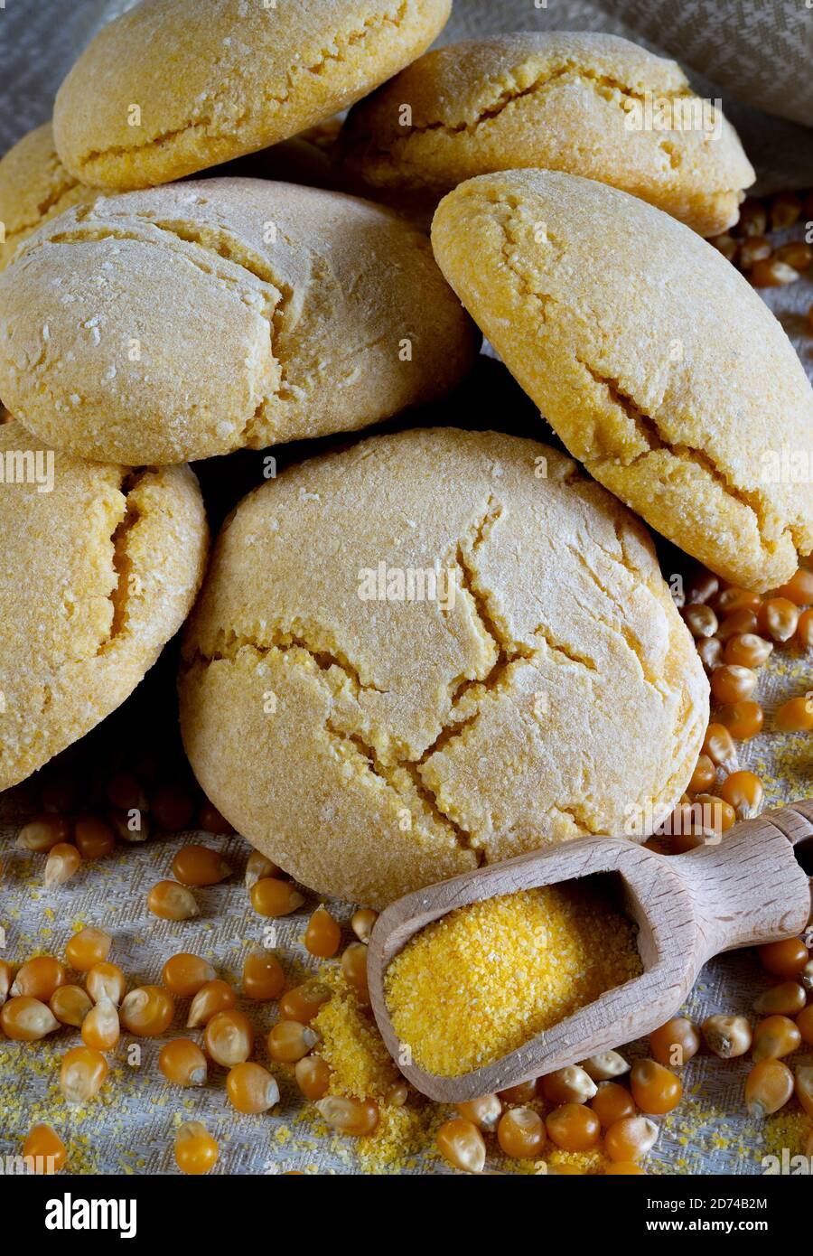 homemade fluffy buns with corn flour cooked in the oven Stock Photo - Alamy