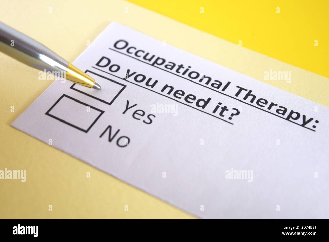 One person is answering question about occupational therapy Stock Photo ...