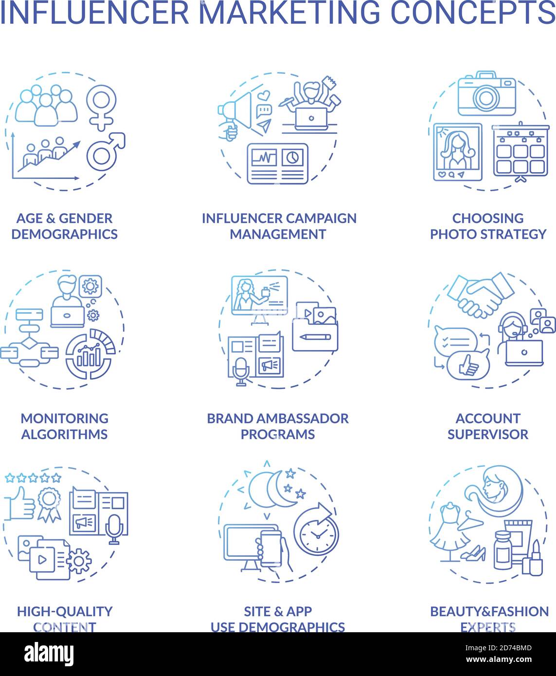 Algorithm concept icon set Cut Out Stock Images & Pictures - Alamy