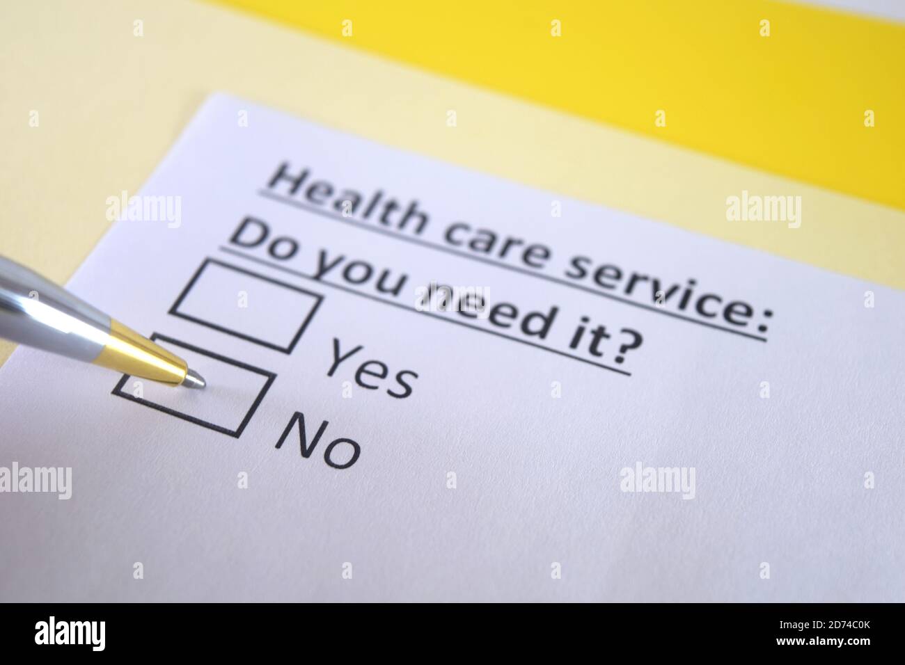 One person is answering question about health care service Stock Photo ...