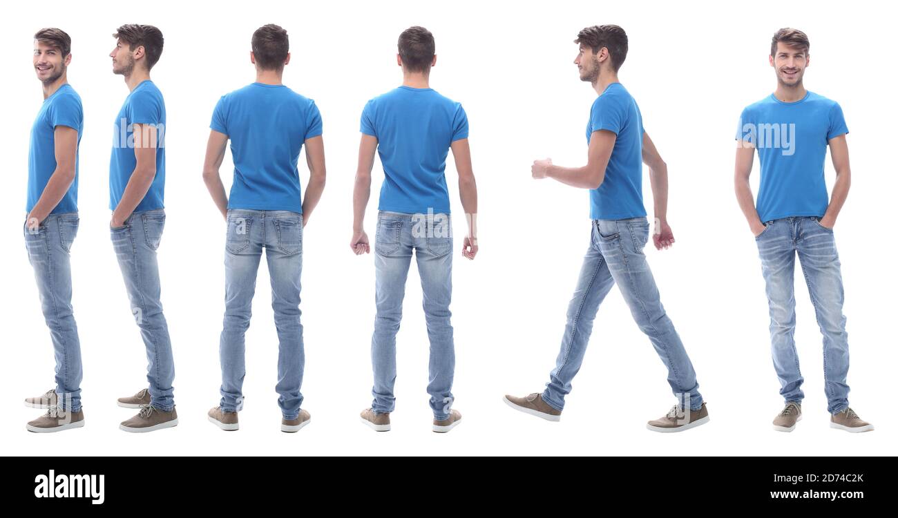 side view . modern young man in jeans Stock Photo - Alamy
