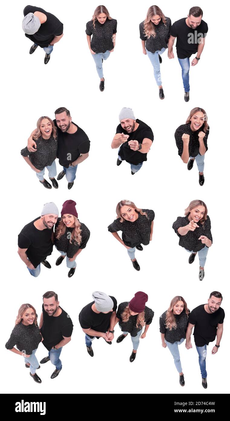 top view. image of modern different young people Stock Photo - Alamy