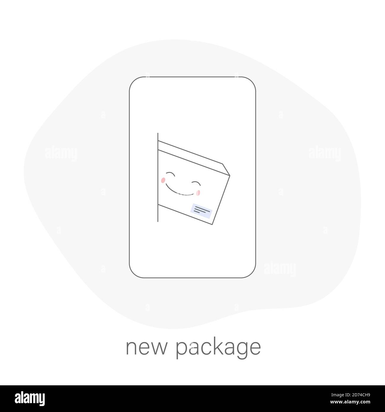 Flat line icon quick delivery service concept, parcel delivery. Happy ...